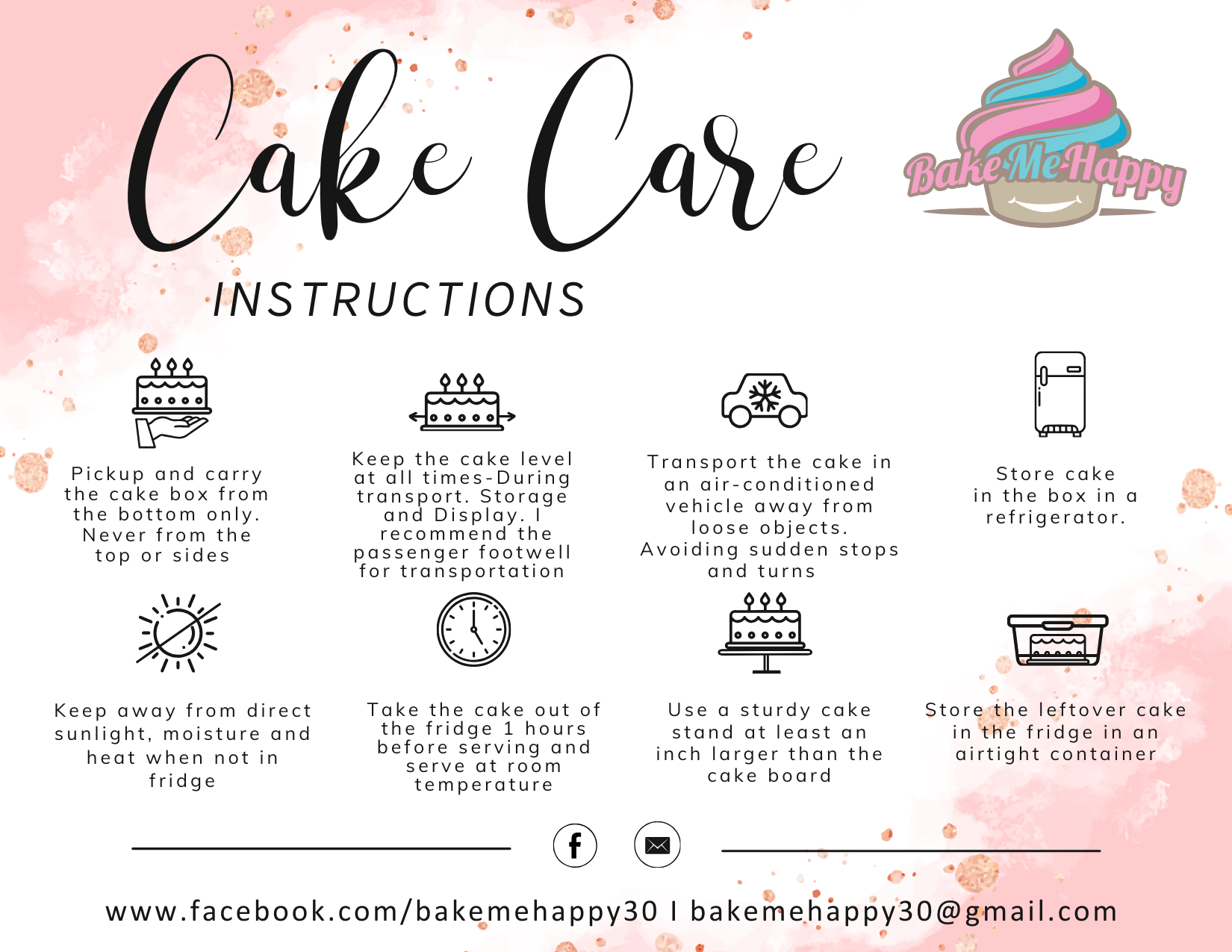 Cake Care Instructions & Cake Box Sticks – PureToppers
