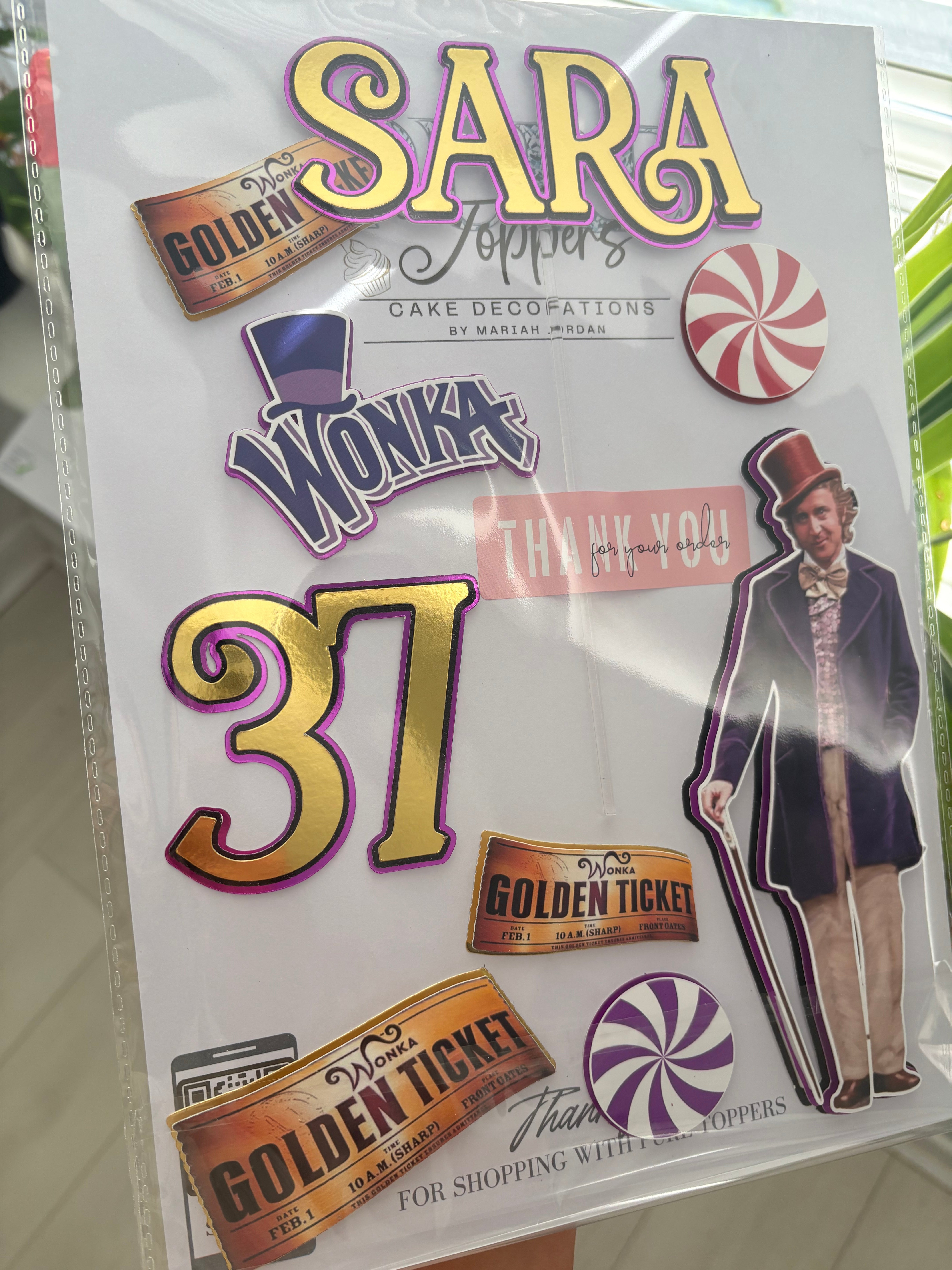 Willy Wonka Cake Topper Set – Personalised Birthday Cake Decorations ...
