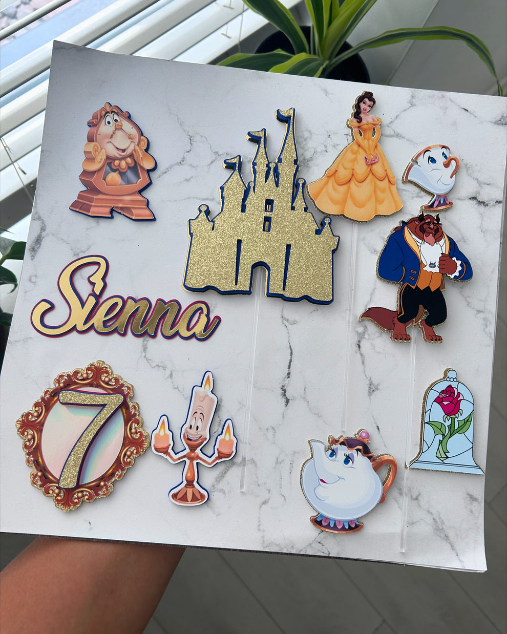 Beauty and the Beast Cake Topper Set – Personalised Name & Age Birthda ...