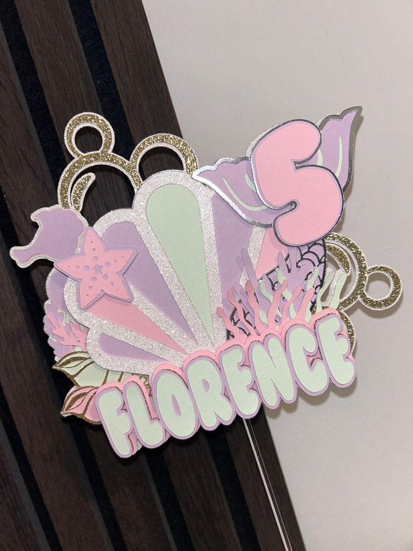 Mermaid Cake Topper, Seashell Cake Topper, – PureToppers