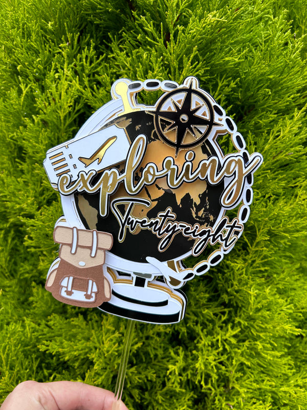 Travelling Cake Topper, World Map Cake Topper – PureToppers